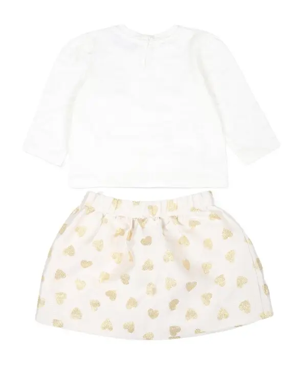Moschino Long Sleeve T-shirt And Heart Motif Skirt Set