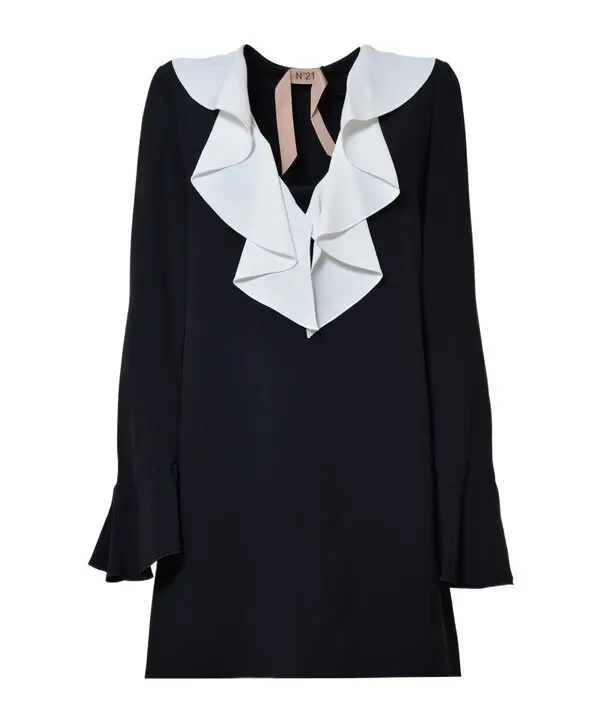 N.21 Long Sleeve Ruffled Dress - Black