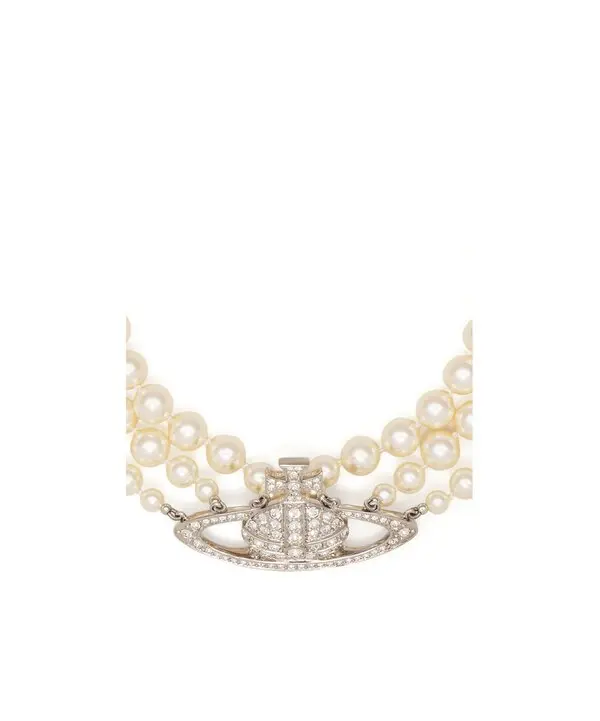 VIVIENNE WESTWOOD Layered Imitation Pearl Necklace With Crystal Embellishment