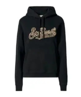 MC2 SAINT BARTH Long-sleeved Hooded Sweatshirt With Ribbed Details - Black
