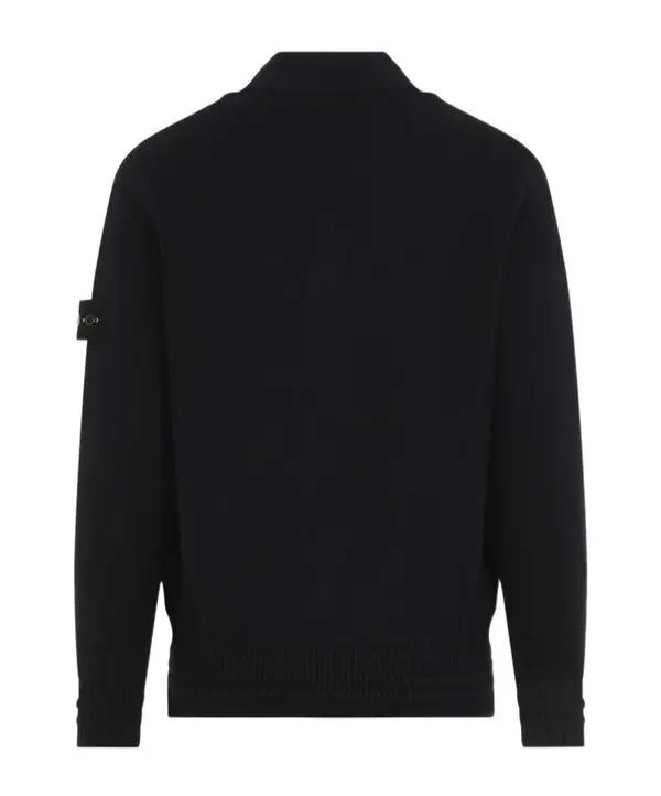 Stone Island V-neck Cardigan With Logo Patch