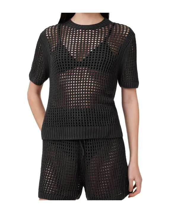 ALLSAINTS Paloma Lace Top - Charcoal-grey