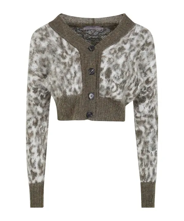 D.exterior Animal Print Cropped Cardigan