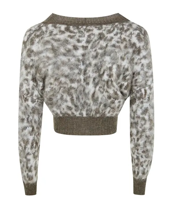 D.exterior Animal Print Cropped Cardigan