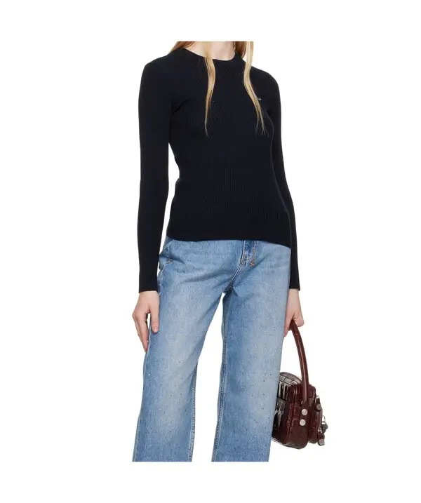 Maison Kitsuné Fine Ribbed Crewneck Sweater With Fox Patch