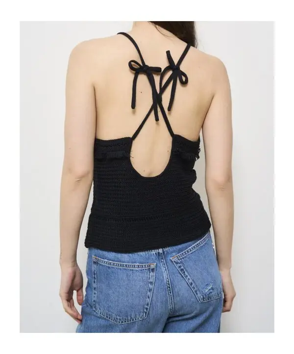 Isabel Marant Étoile Araliane Knitted Top With Fringe And Back Ties