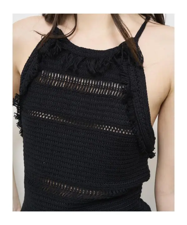 Isabel Marant Étoile Araliane Knitted Top With Fringe And Back Ties