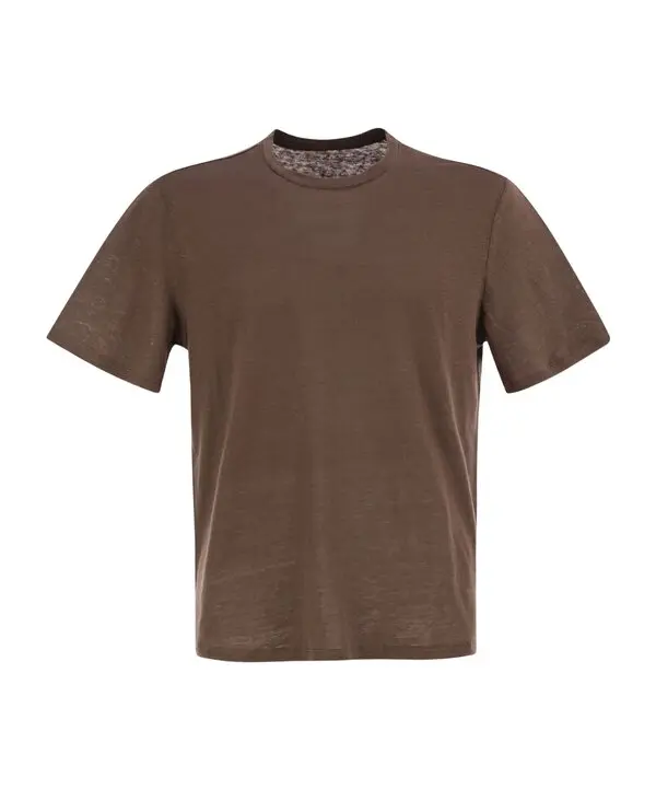 Majestic Filatures Linen Crew Neck T-shirt - Brown