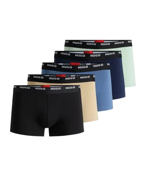 Hugo Boss Logo Waistbands Five-pack Of Trunks - Black