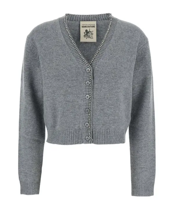 SEMICOUTURE Semi Couture Beaded V-neck Cardigan