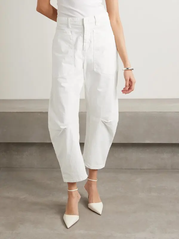 NILI LOTAN Shon Pleat Detail Track Pants - White