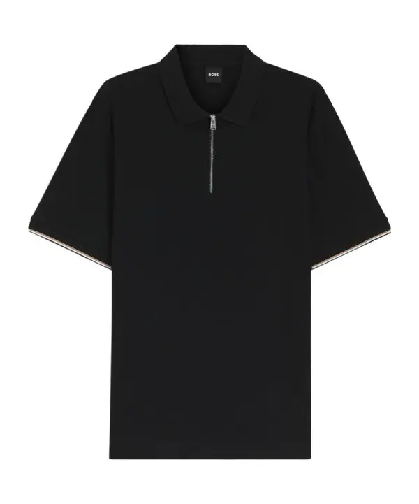 Hugo Boss Zipped Ribbed Polo Shirt