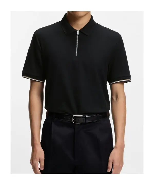 Hugo Boss Zipped Ribbed Polo Shirt