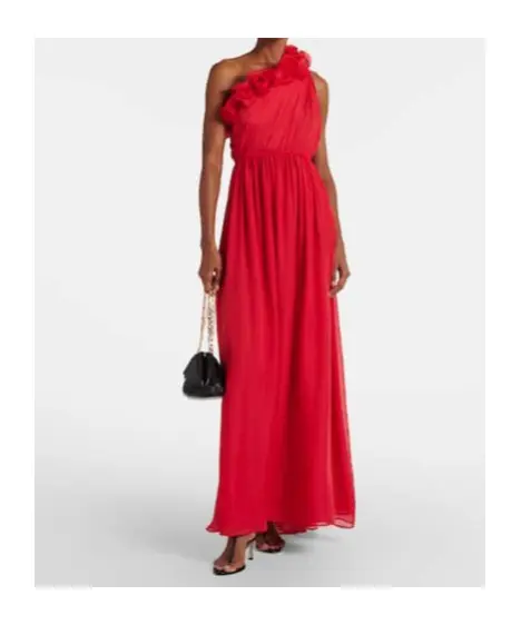 LEO Jenni Draped Floral-appliqué Silk Gown