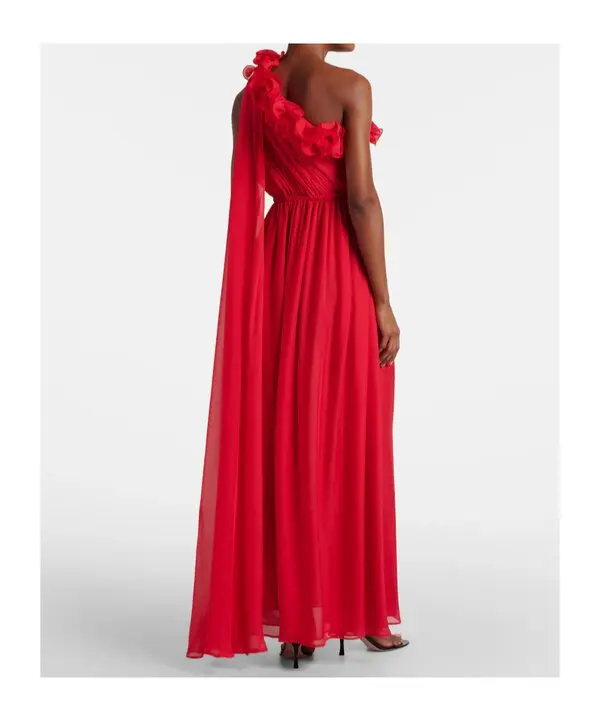 LEO Jenni Draped Floral-appliqué Silk Gown