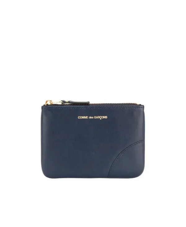Comme Des Garçons Navy Logo-printed Zipper Wallet