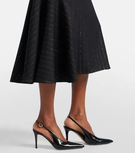 Erdem Pinstripe Wool Midi Skirt