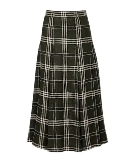 EMILIA WICKSTEAD Kensie Checked Wool-blend Midi Skirt