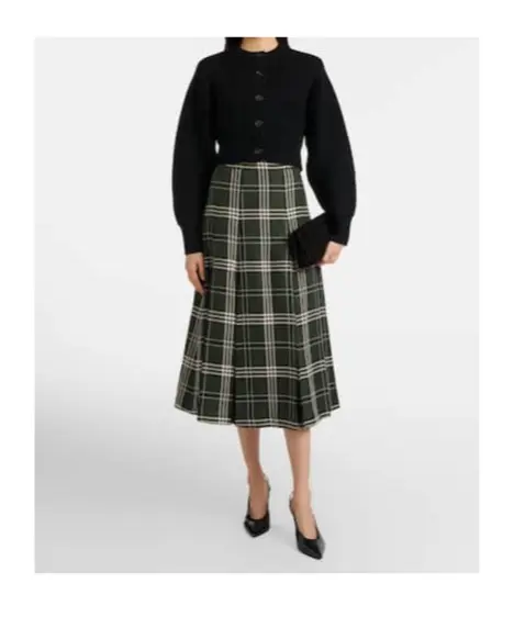 EMILIA WICKSTEAD Kensie Checked Wool-blend Midi Skirt