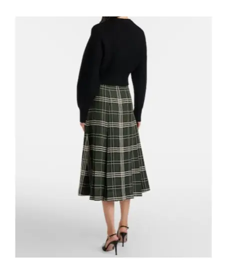 EMILIA WICKSTEAD Kensie Checked Wool-blend Midi Skirt