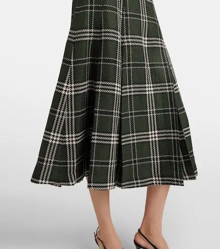EMILIA WICKSTEAD Kensie Checked Wool-blend Midi Skirt