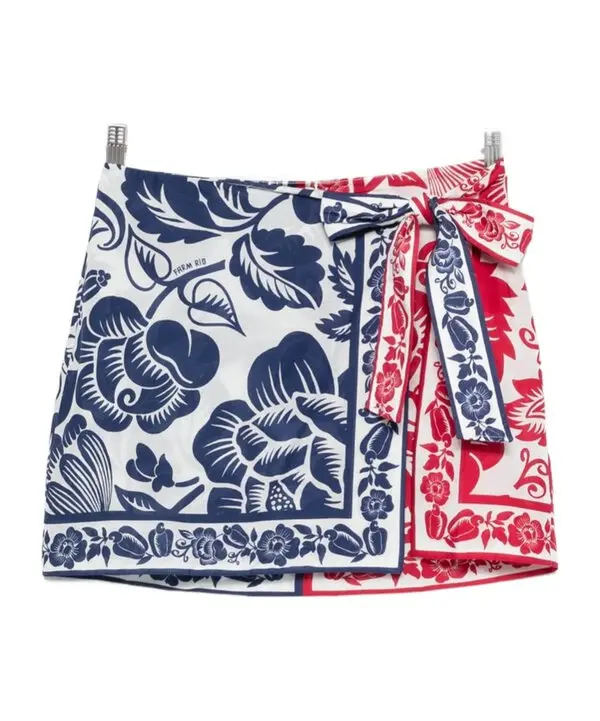 Farm Rio Floral Print Tie Skirt - Multicolor