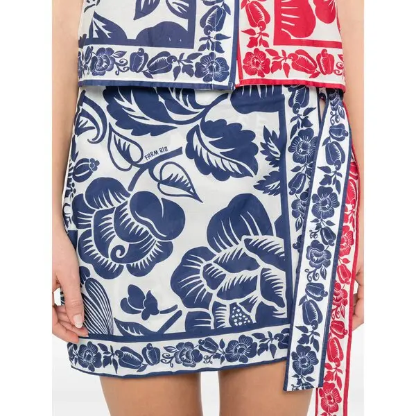 Farm Rio Floral Print Tie Skirt