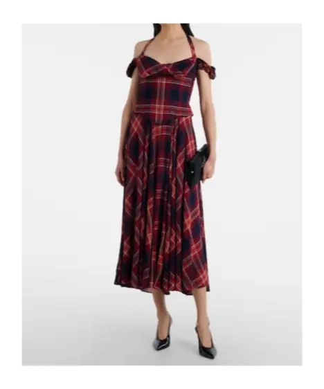 VIVIENNE WESTWOOD Chichi Draped Plaid Midi Dress