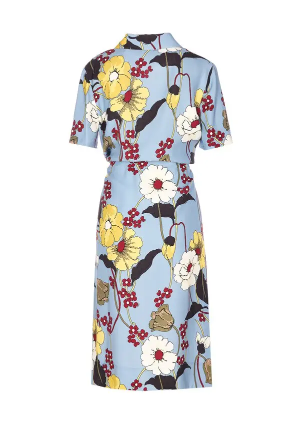 Marni Floral Print Short Sleeve Midi Dress