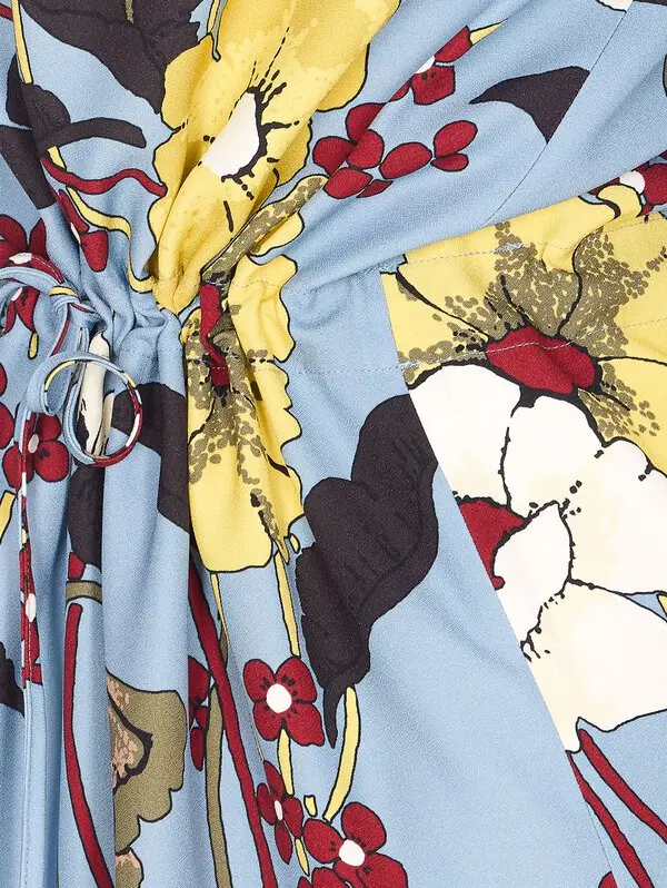 Marni Floral Print Short Sleeve Midi Dress