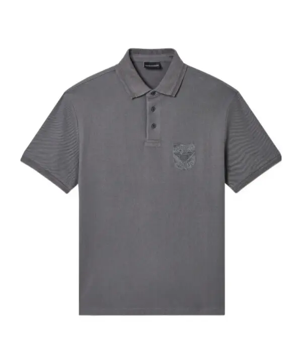 Emporio Armani Embroidered Polo Shirt - Grey