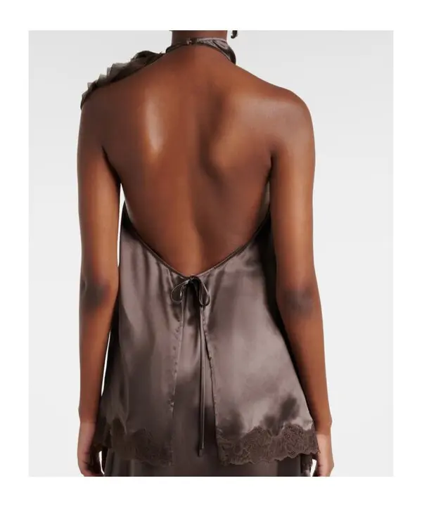Magda Butrym Lace-trimmed Silk Satin Top