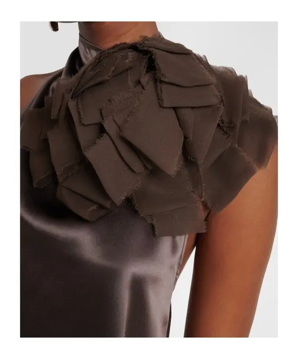 Magda Butrym Lace-trimmed Silk Satin Top