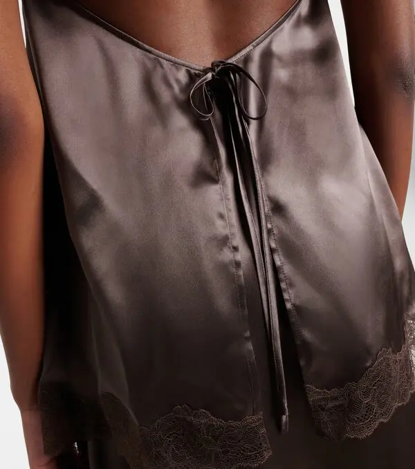 Magda Butrym Lace-trimmed Silk Satin Top