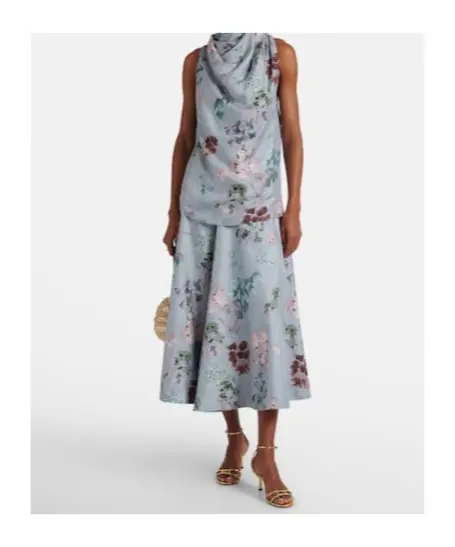 Altuzarra Sleary Floral Draped Silk Top