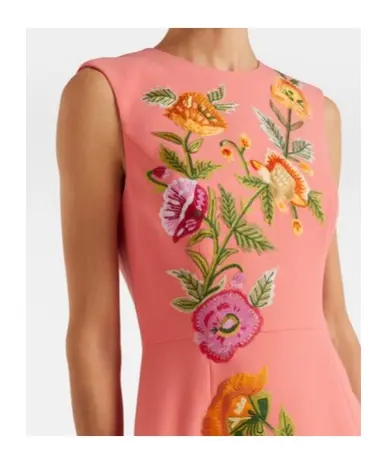 Carolina Herrera Embroidered Floral Midi Dress