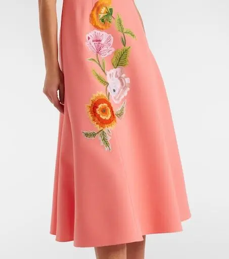 Carolina Herrera Embroidered Floral Midi Dress
