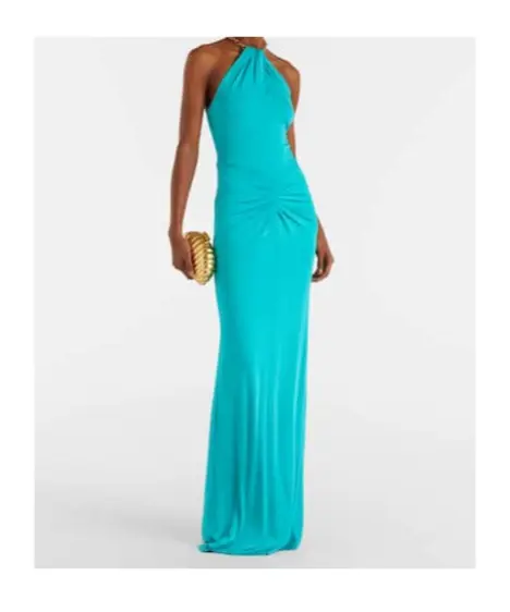 Carolina Herrera Halterneck Ruched Jersey Gown