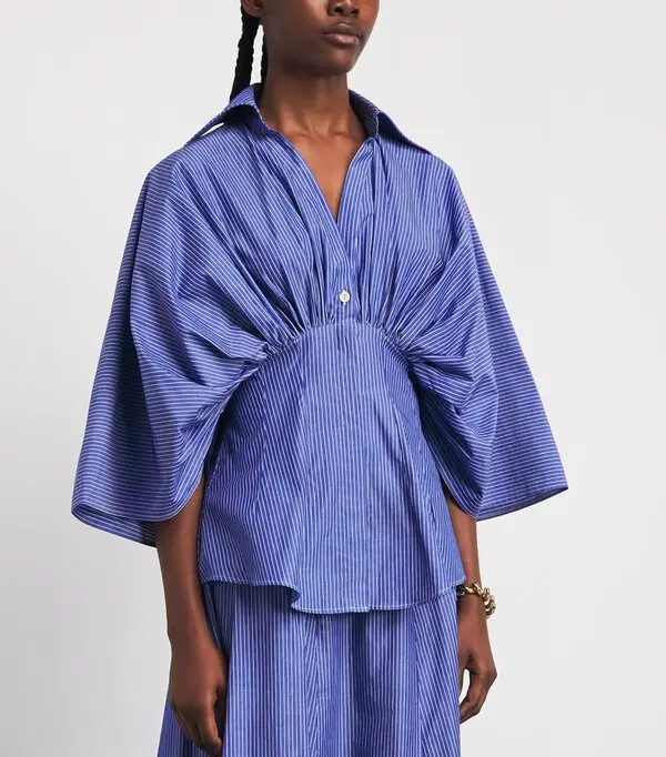 Palmer//harding Draped Striped Shirt - Blue