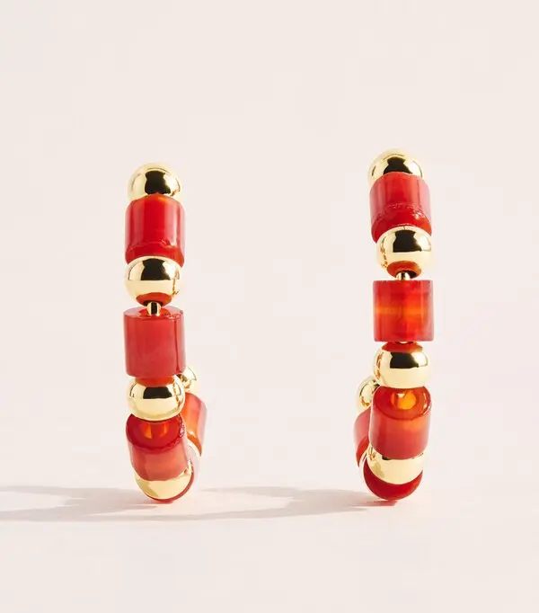 Eddie Borgo Gold-plated Carnelian Marcy Hoop Earrings - Red
