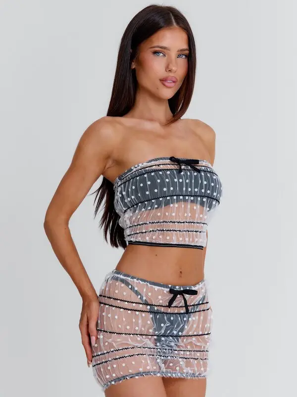 OUTCAST Neanah Mini Skirt White Polka Dot