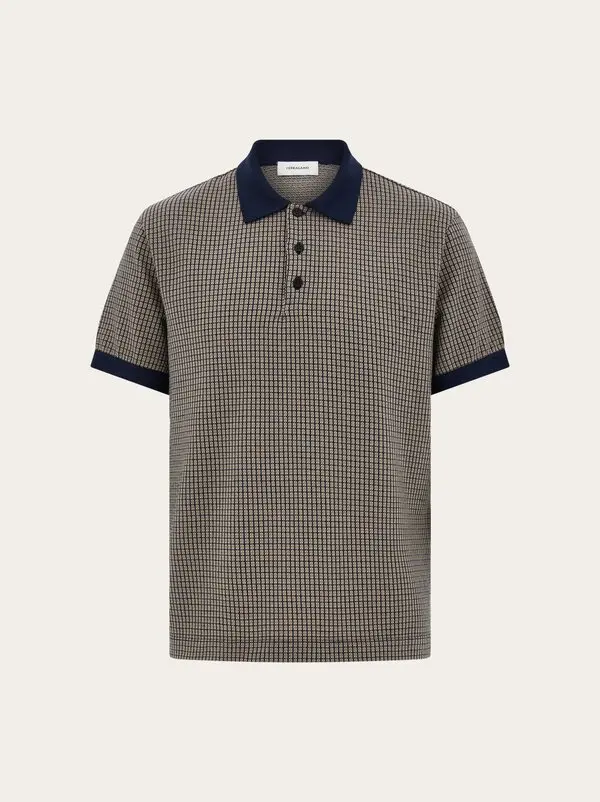FERRAGAMO Short Sleeve Micro Check Polo