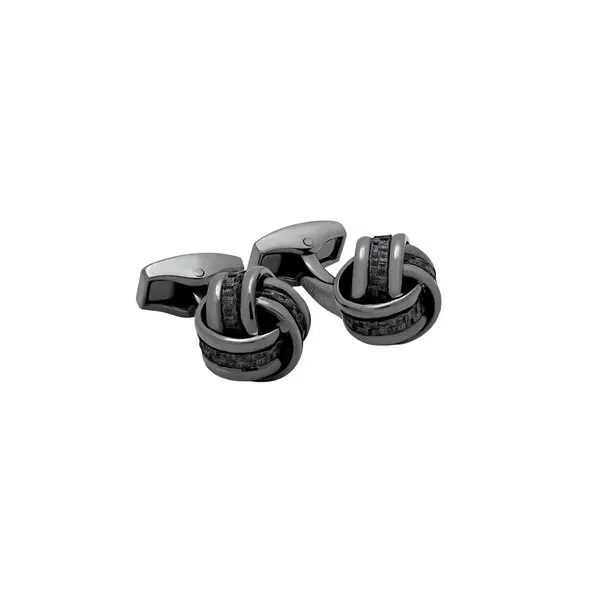 Tateossian Carbon Knot Cufflinks With Gunmetal Plated & Carbon Fibre - Black