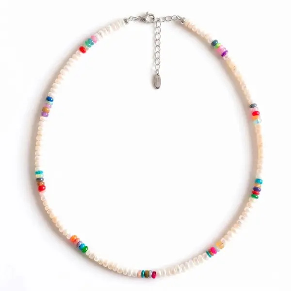 Kris Nations Freshwater Pearl And African Opal Beaded Necklace