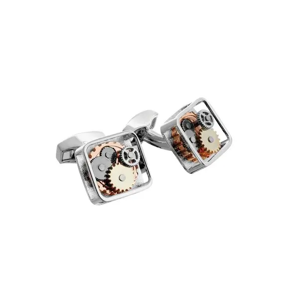 Tateossian Square Gear Cufflinks In Silver With Palladium Plated Steel - Gray