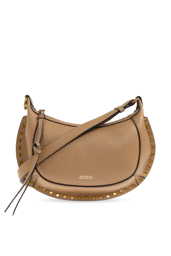 Isabel Marant Étoile Oskan Mono" Textured Leather Hobo Bag With Gold Tone Studs - Brown