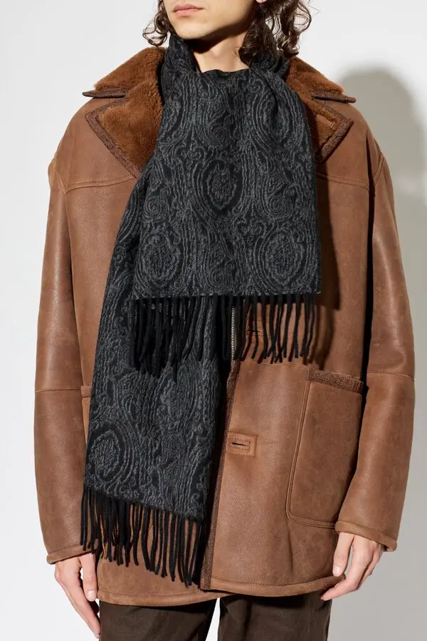 Etro Wool Scarf With Fringes