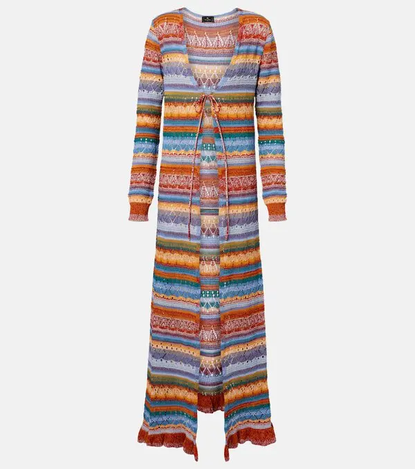 Etro Crochet Striped Cotton Cardigan - Multicoloured