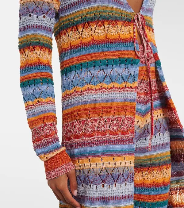 Etro Crochet Striped Cotton Cardigan