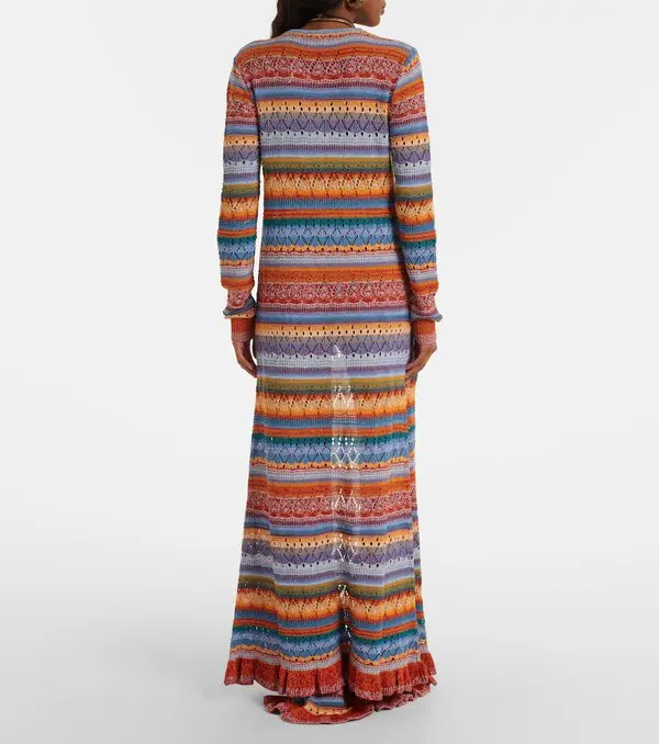 Etro Crochet Striped Cotton Cardigan